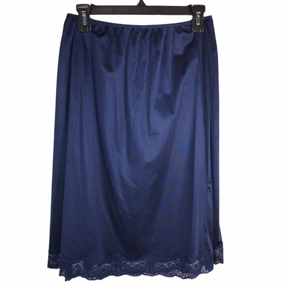 Vintage | Intimates & Sleepwear | Vtg Navy Blue Lace Half Slip | Poshmark